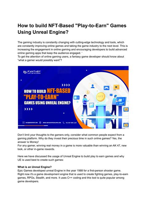 Ppt How To Build Nft Based Play To Earn Games Using Unreal Engine