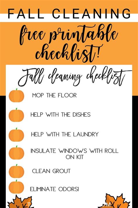 Fall Cleaning Checklist Printable Printable Sight Words List