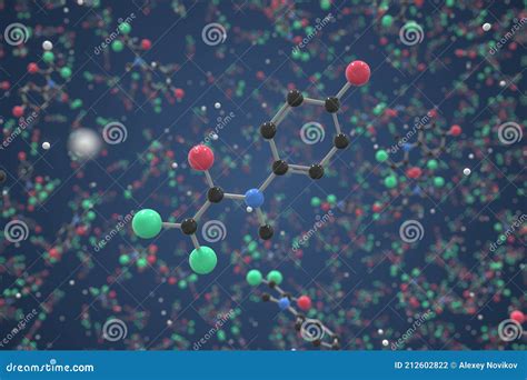 Diloxanide Molecule 3d Rendering Flat Molecular Structure With