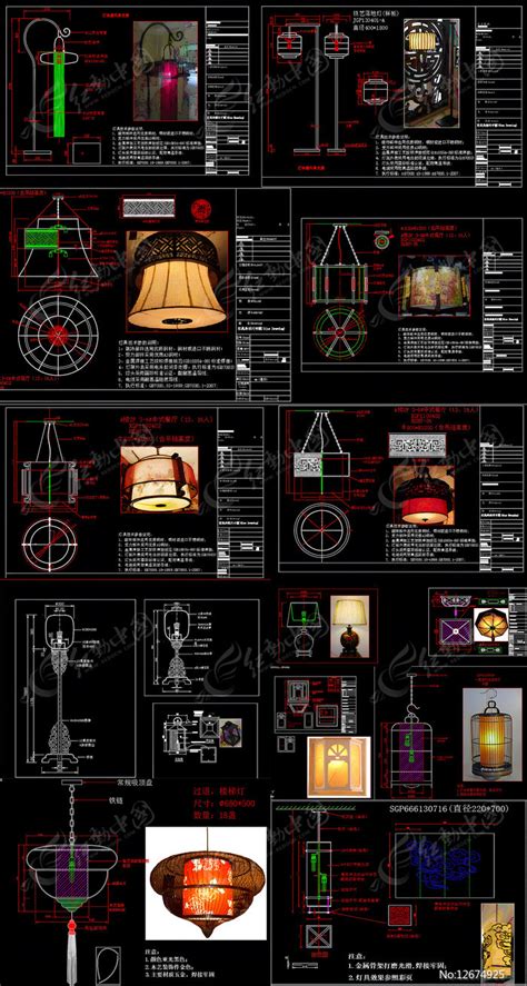 中式工程灯具cad图纸图片下载红动中国