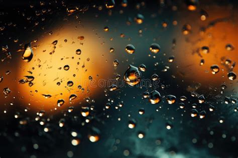Small Raindrops On A Window By Night Plain Texture Background Stock