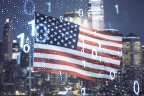 Premium Photo Double Exposure Of Abstract Virtual Binary Code