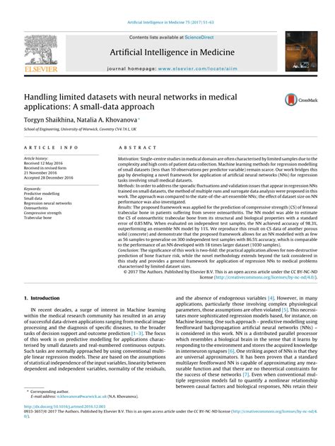 Pdf Handling Limited Datasets With Neural Networks In Medical Applications A Small Data Approach