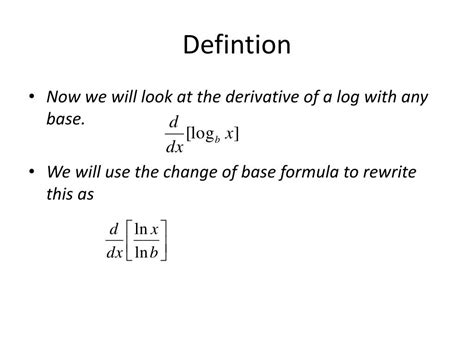 PPT Derivatives Of Logarithmic Functions PowerPoint Presentation Free Download ID