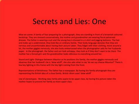 Secrets And Lies With Pictures Ppt