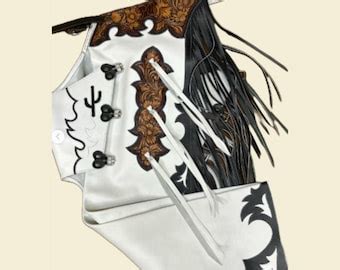 Hand Tooled Leather Rodeo Chaps Custom Western Chaps Fringe Bull