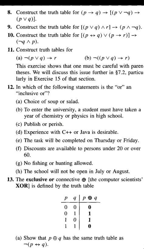 solved 8 construct the truth table for p → q → [ p v q →