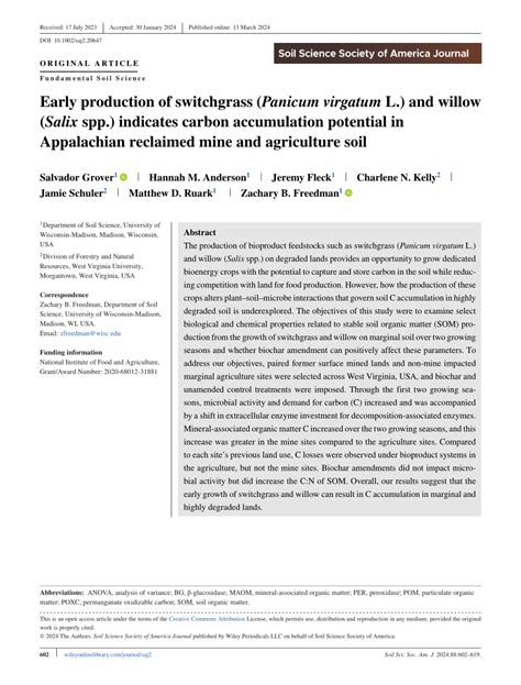 Pdf Early Production Of Switchgrass Panicum Virgatum L And Willow Salix Spp Indicates