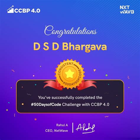 Surya Durga Bhargava Darla On Linkedin 50daysofcode Ccbp Nxtwave Sashankgujjula Rahulattuluri