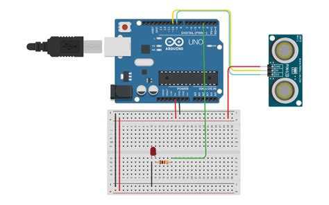 Circuit Design Sensor Ultrasonico Tinkercad