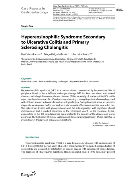 Pdf Hypereosinophilic Syndrome Secondary To Ulcerative Colitis And