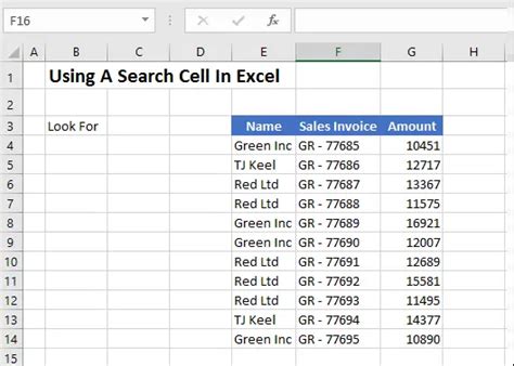 Use Search Function In Excel Create A Search Bar
