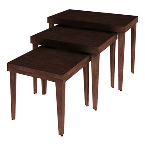 Marco Company Cocoa Maple Three Piece Nesting Display Table Set With Tapered Legs