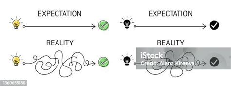 아이디어를 실현하는 개념 기대 대 현실 플랜 B 쉬운 방법 또는 어려운 방법 흰색 배경에서 격리된 벡터 그림입니다 기대에 대한 스톡 벡터 아트 및 기타 이미지 Istock