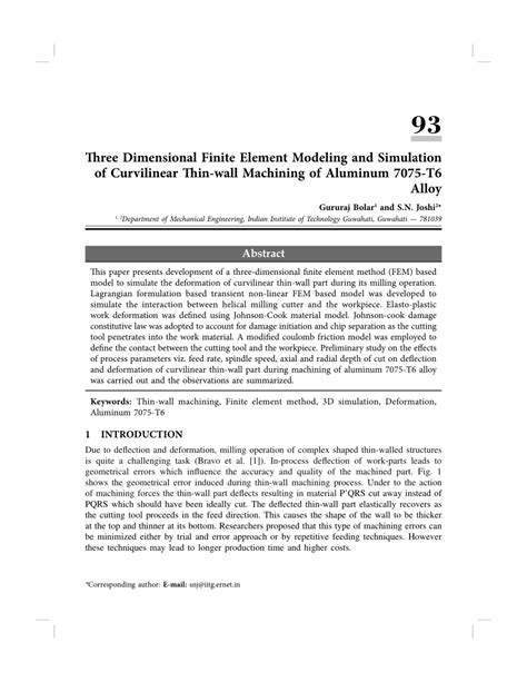 Pdf Three Dimensional Finite Element Modeling And Simulation Of