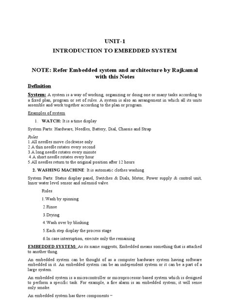 Introduction To Embedded System New Pdf Embedded System Central Processing Unit