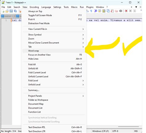 Notepad How To Toggle Line Wrappingbreaking Be On The Right Side