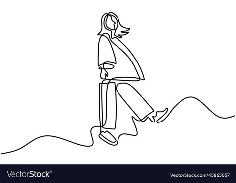 Cute Girl One Line Drawing Minimalism Art Design Vector Image