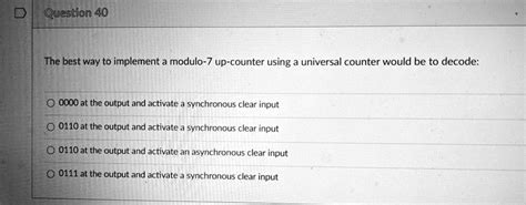 Solved The Best Way To Implement A Modulo 7 Up Counter Using A