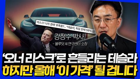 오너 리스크로 흔들리는 테슬라 하지만 올해 이 가격 될 겁니다 강정수 박사 1부 Youtube