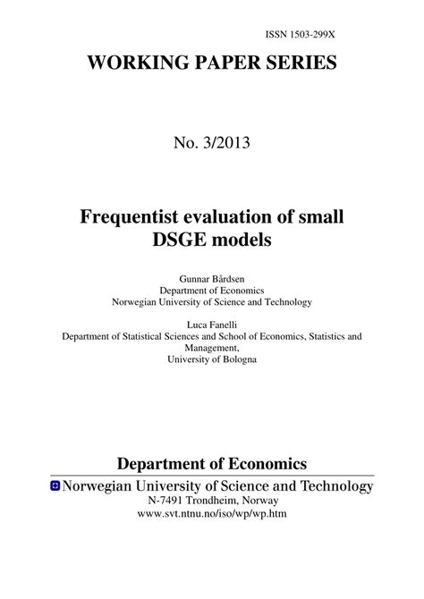 Pdf Frequentist Evaluation Of Small Dsge Models