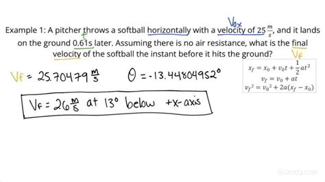 How To Solve For Final Velocity Of A Projectile Launched Horizontally