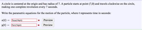 Solved A Circle Is Centered At The Origin And Has Radius Of Chegg
