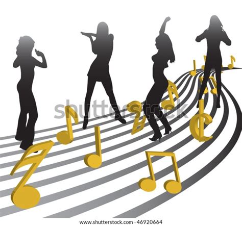 Sexy Girls Playing Music Notes Stock Vector Royalty Free 46920664 Shutterstock