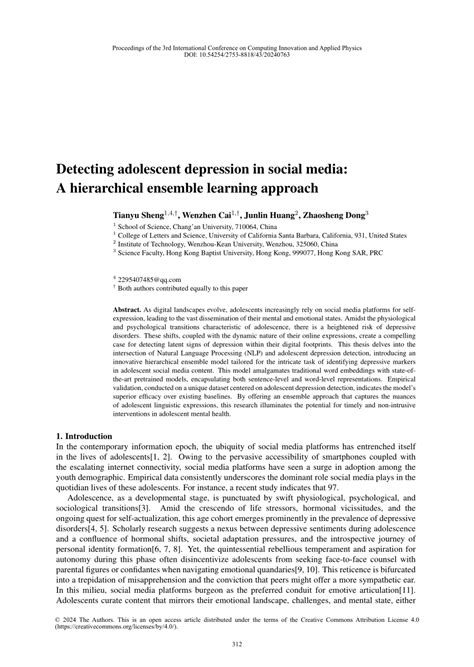 Pdf Detecting Adolescent Depression In Social Media A Hierarchical Ensemble Learning Approach