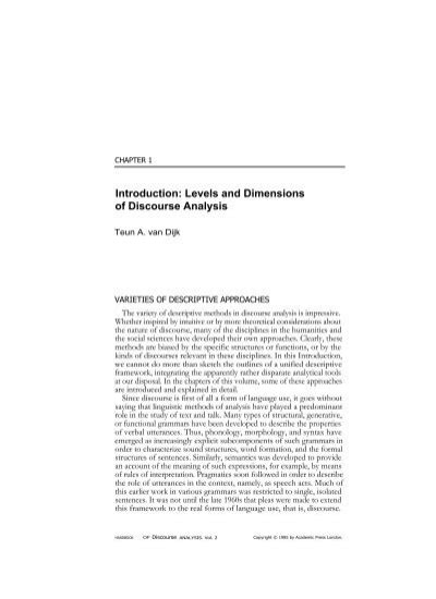 introduction levels and dimensions of discourse analysis