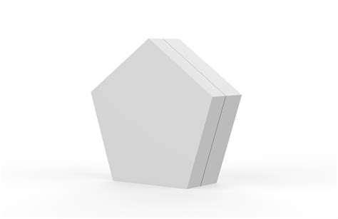 고립 된 흰색 배경 3 차원 일러스트 레이 션에 서식 파일을 흰색 골 판지 국방부 포장 상자 모의 공백 오각형 도형에 대한 스톡 사진 및 기타 이미지 Istock