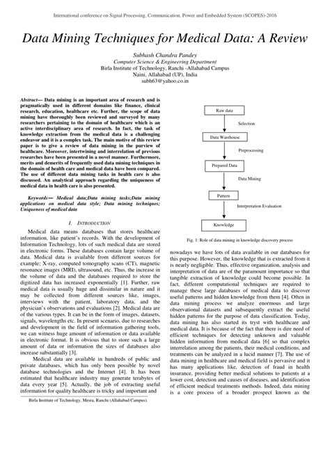 Pdf Data Mining Techniques For Medical Data A Review