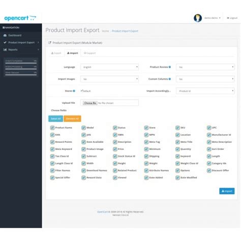 OpenCart Advanced Product Import Export