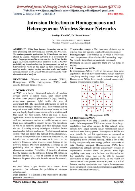 Pdf Intrusion Detection In Homogeneous And Heterogeneous Wireless