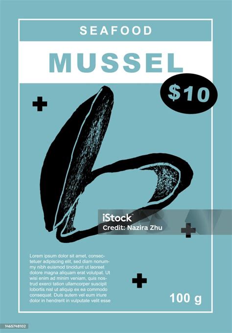 홍합 추상적인 그리기 디자인의 물고기와 해산물 포스터 세트 라벨 또는 포스터 가격표 심플하고 평평한 디자인 패턴과 배경 포스터 표지 배너에 적합합니다 0명에 대한 스톡 벡터