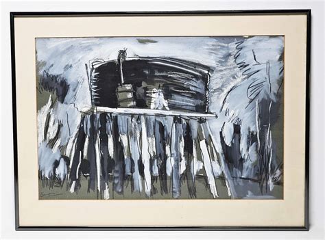 Lot Artist Unknown Sandra Water Tank Mixed Media On Paper 35 X