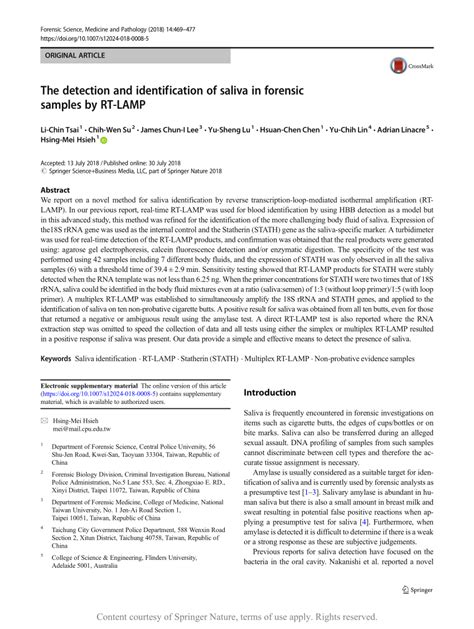 The Detection And Identification Of Saliva In Forensic Samples By Rt