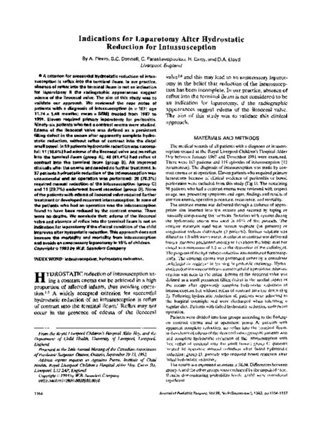 Pdf Indications For Laparotomy After Hydrostatic Reduction For Intussusception