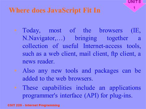 Chapter 8 Javascripts Introduction And The Syntax Csit225 Internet