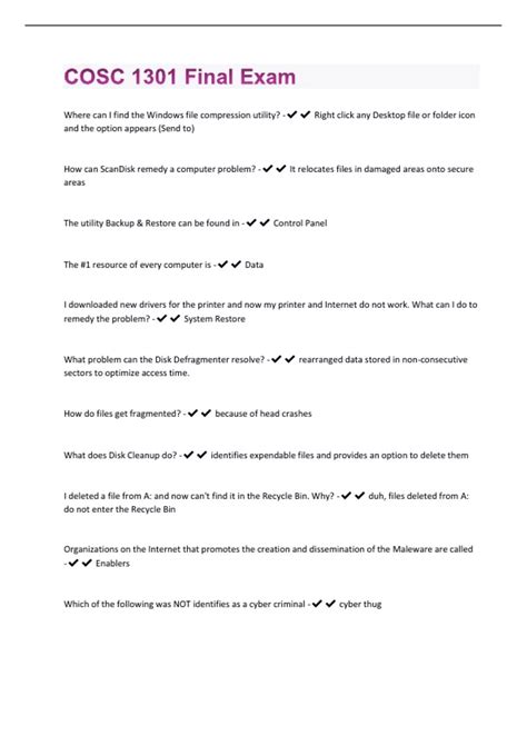 Cosc 1301 Final Exam 47 Questions And Answersa Solution Guide