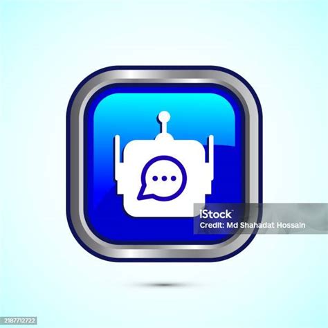 챗봇 아이콘 디자인 일러스트 채팅 대화 아이콘 온라인 지원 서비스 봇 기호 블루 컬러 스퀘어 버튼 디자인 가상현실에 대한 스톡 벡터 아트 및 기타 이미지 Istock