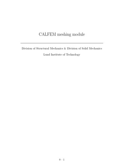 Calfem Mesh Module Manual Pdf Matrix Mathematics Function