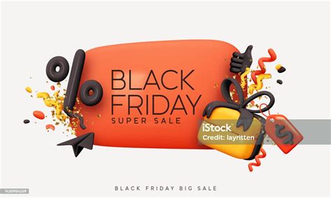 블랙 프라이데이 슈퍼 세일 현실적인 3d 만화 스타일 요소 선물 상자 색종이 퍼센트 기호가있는 프로모션 배경 프로모션 배너 웹 포스터 벡터 일러스트 레이 션 0명에 대한