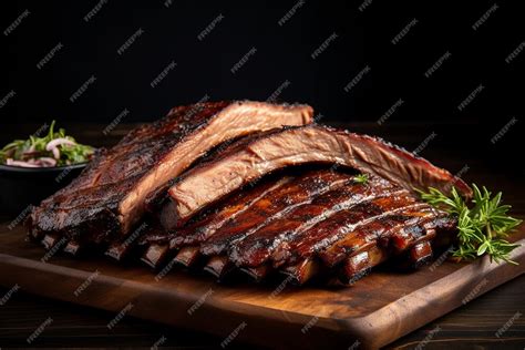 Ribs Smoked In Hickory And Oak Premium Ai Generated Image