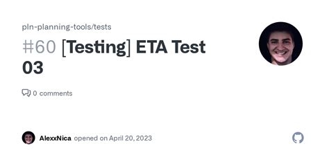 Testing Eta Test 03 · Issue 60 · Pln Planning Toolstests · Github