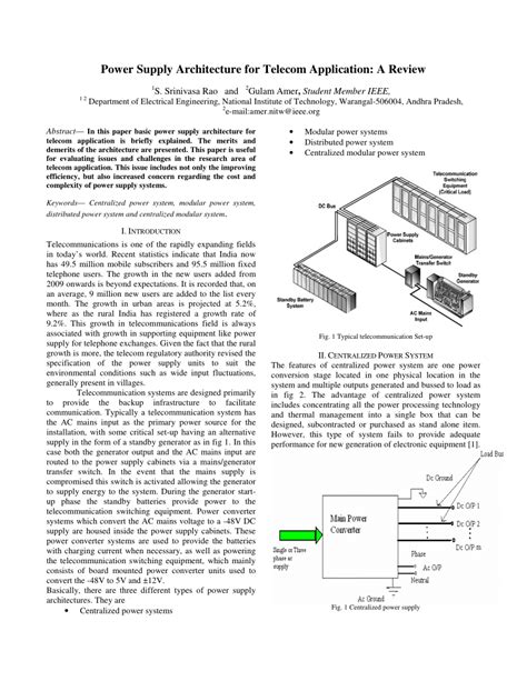 Pdf Power Supply Architecture For Telecom Application A Review