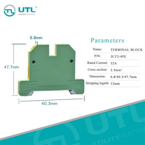 Utl 4mm2 Pe Din Rail Feed Through Screw Ground Terminal Blocks Screw Terminal Block And Din