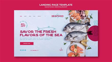 해산물 레스토랑 방문 페이지 템플릿 무료 Psd 파일