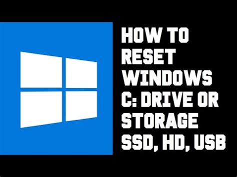 How To Reset Windows PC C Drive Or Reset SSD Hard Drive Or USB Storage Device To Factory