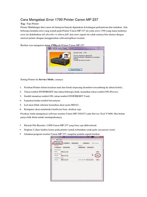 Cara Mengatasi Error 1700 Printer Canon Mp 237 Pdf